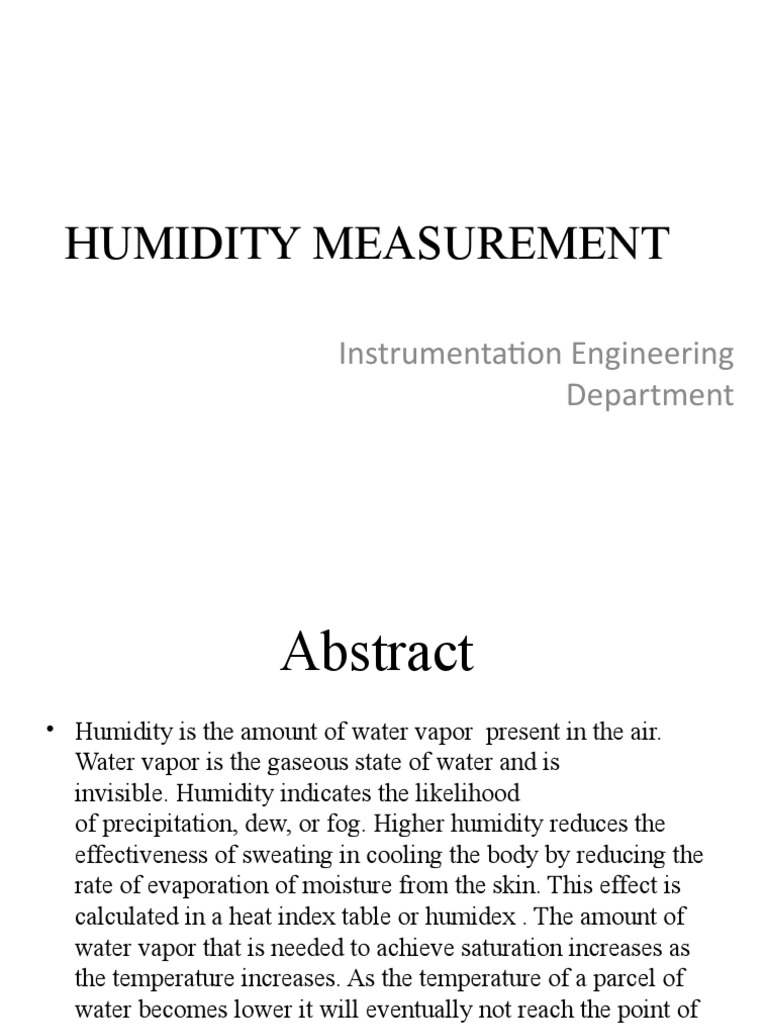 Humidity Measurement: Instrumentation Engineering Department | PDF ...