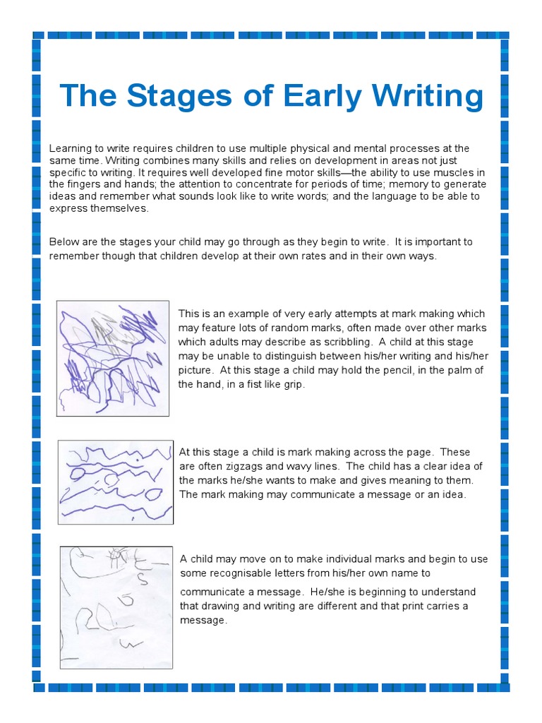 The Stage of Early Writing | PDF | Writing | Hand