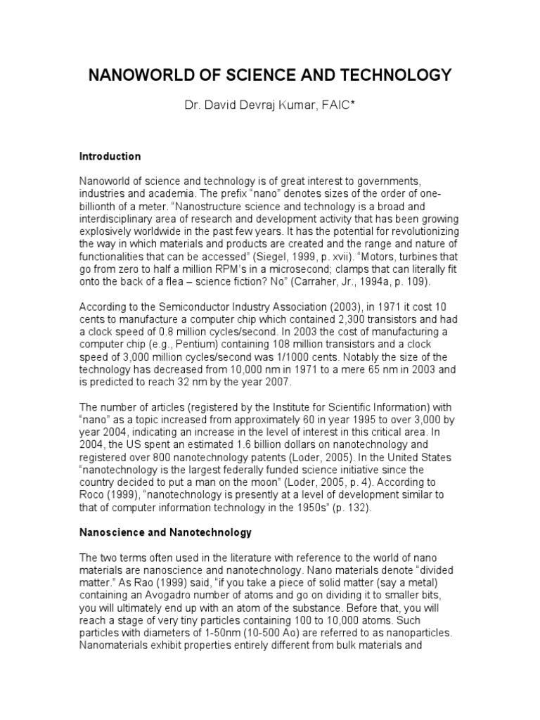 Nanoworld Sci Tech | PDF | Nanotechnology | Materials Science