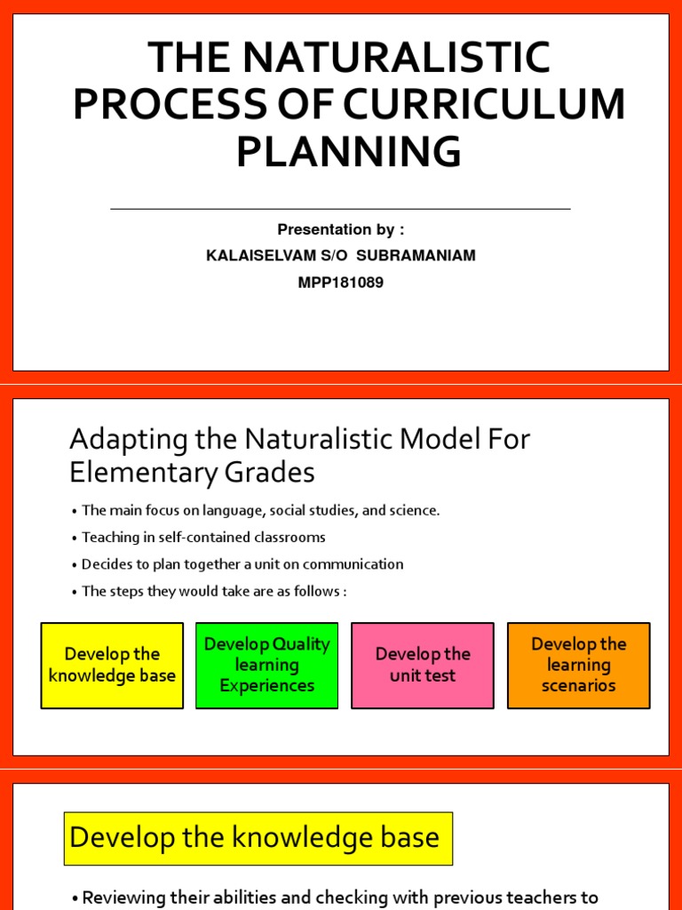 THE NATURALISTIC PROCESS OF CURRICULUM PLANNING.pptx | Learning | Teachers