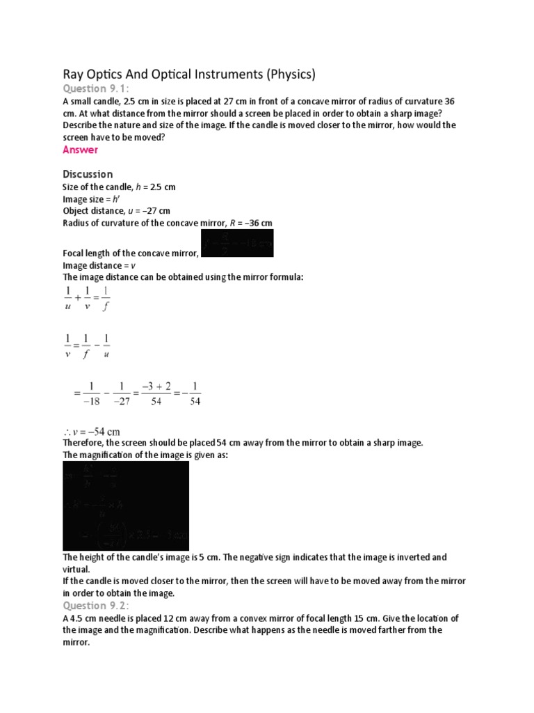 Ray Optics and Optical Instruments | PDF | Optics | Prism