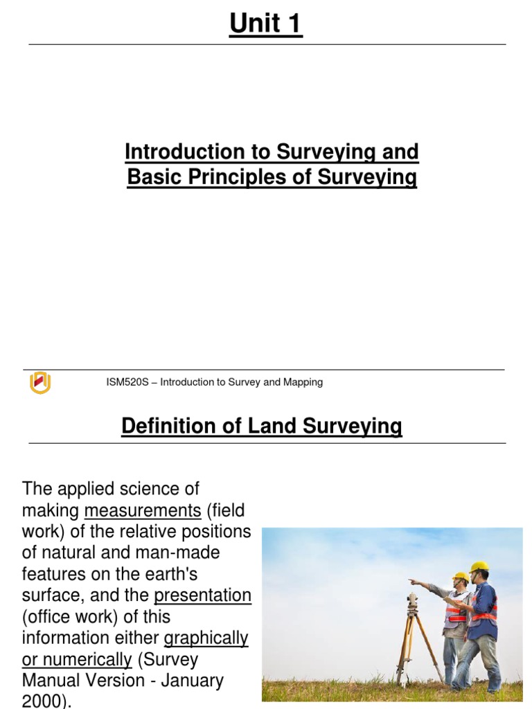 Unit 1: Introduction To Surveying and Basic Principles of Surveying ...