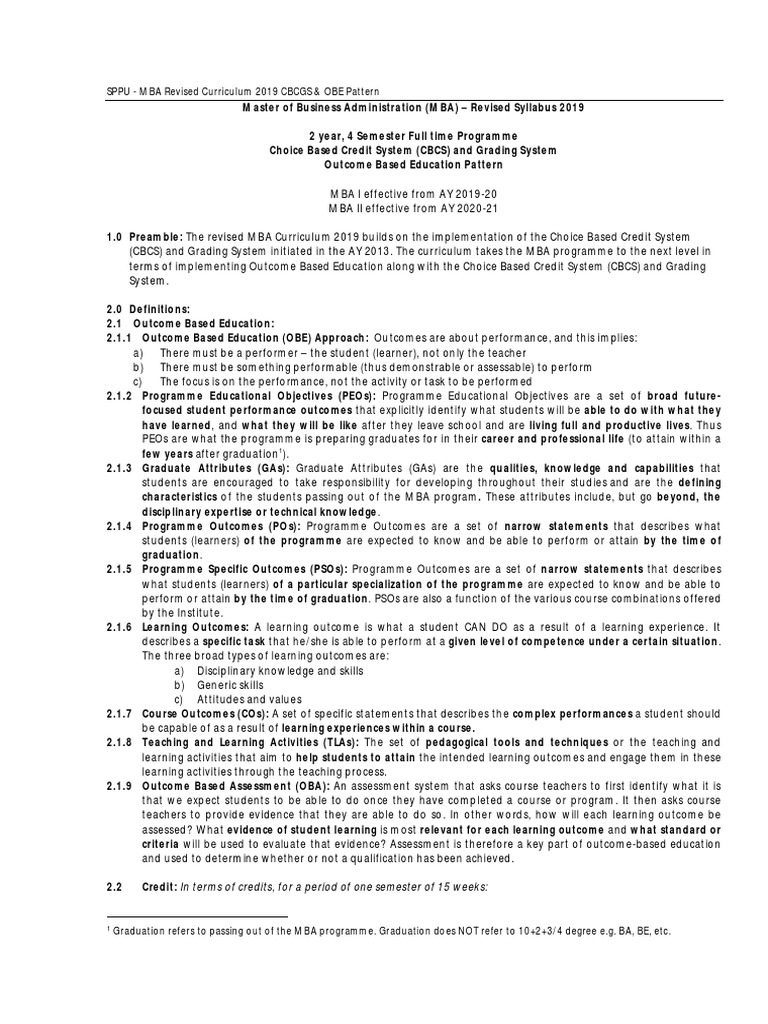 MBA Revised Syllabus From The Academic Year 2019 20 - 19.032019 PDF ...