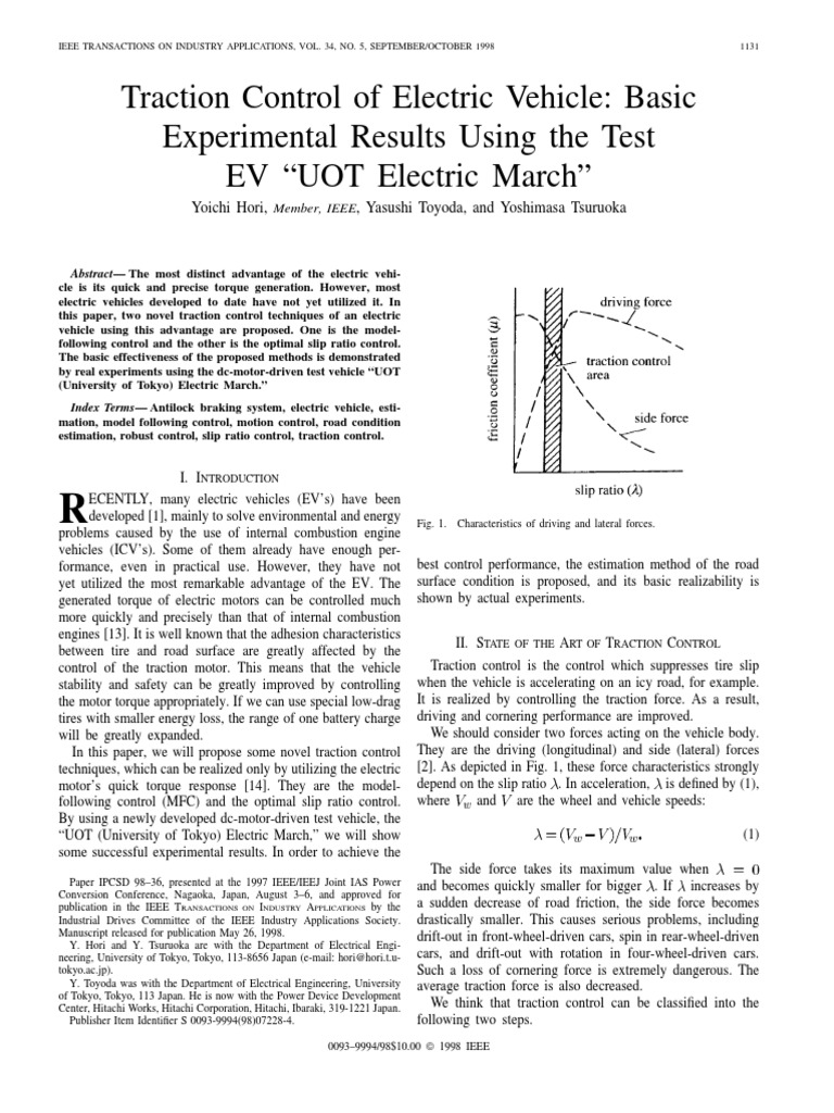 Traction Control of Electric Vehicle: Basic Experimental Results Using ...