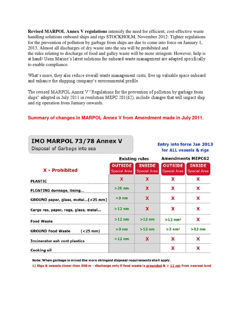 Revised MARPOL Annex V | PDF | Toxicity | Pollution