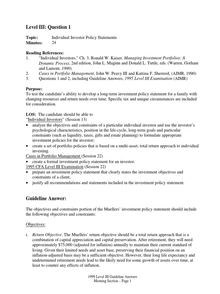CFA Level III 1999 Exam Answers PDF | PDF | Purchasing Power Parity ...