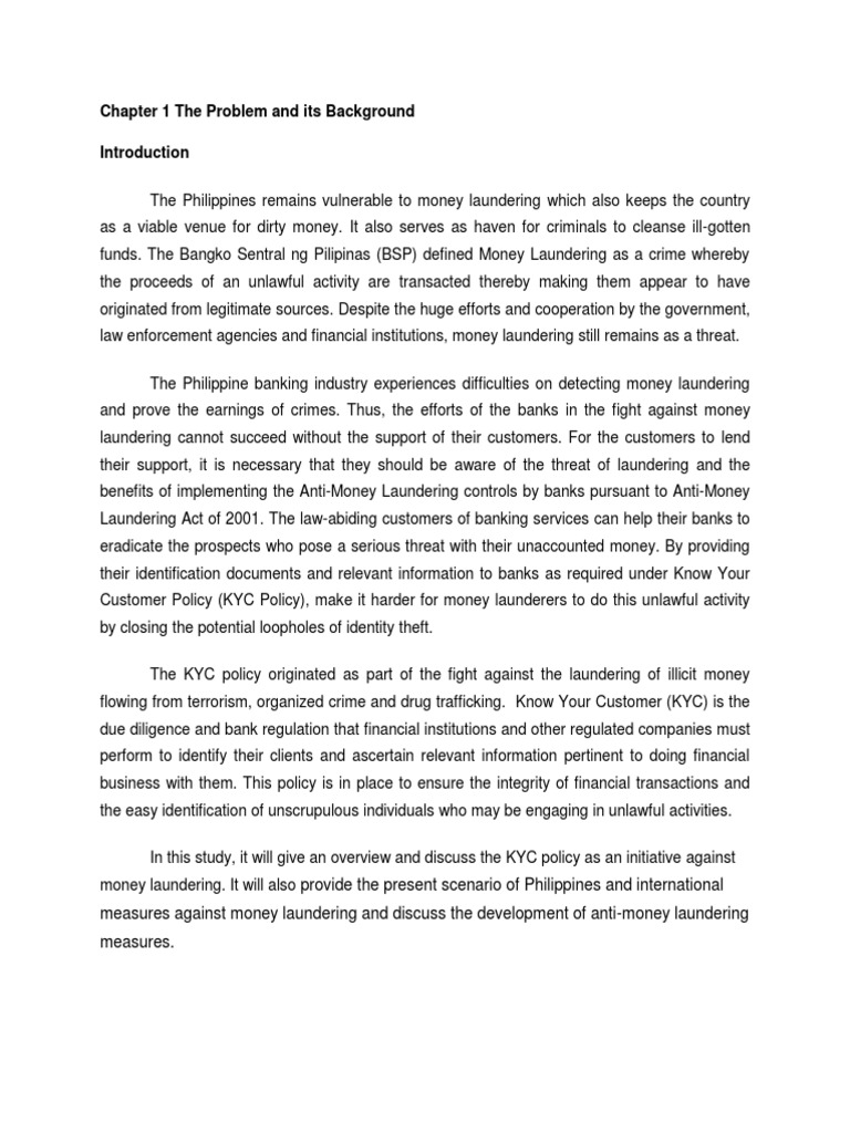 Chapter 1 The Problem and Its Background | PDF | Money Laundering ...