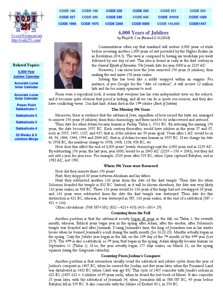 6000 Year Chart PDF | PDF | Jews And Judaism | Jewish Law And Rituals