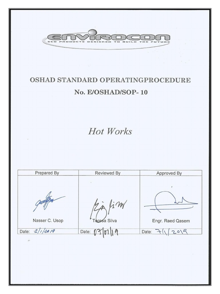 SOP-10 Hot Works | PDF | Welding | Construction