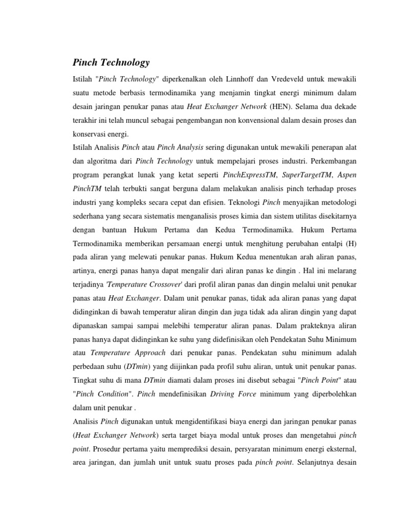 Pinch Technology | PDF