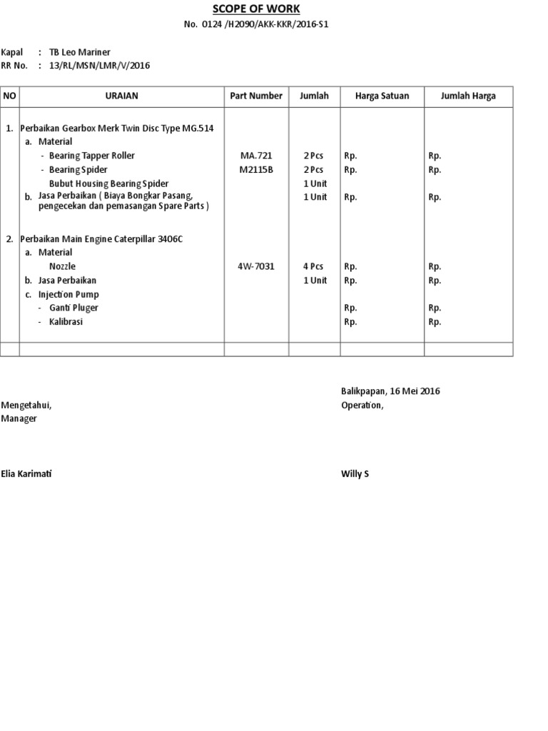 NO Uraian Part Number Jumlah Harga Satuan Jumlah Harga | PDF