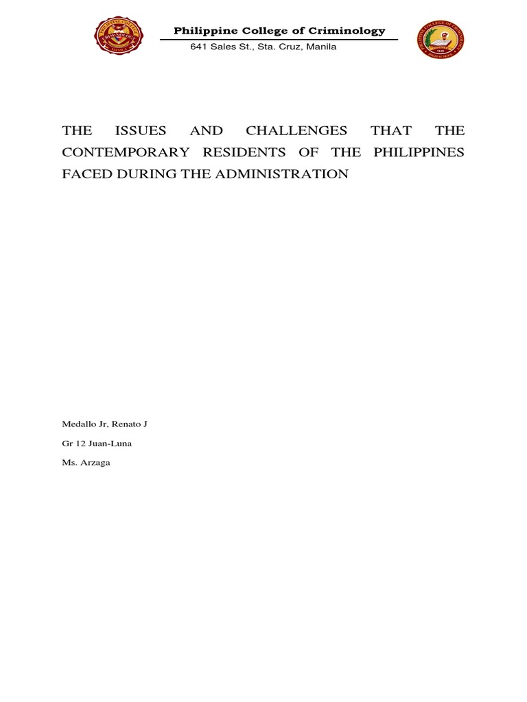 THE Issues AND Challenges That THE Contemporary Residents of The ...