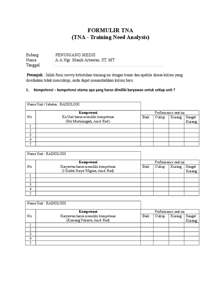 Formulir Tna | PDF | Bisnis | Komputer