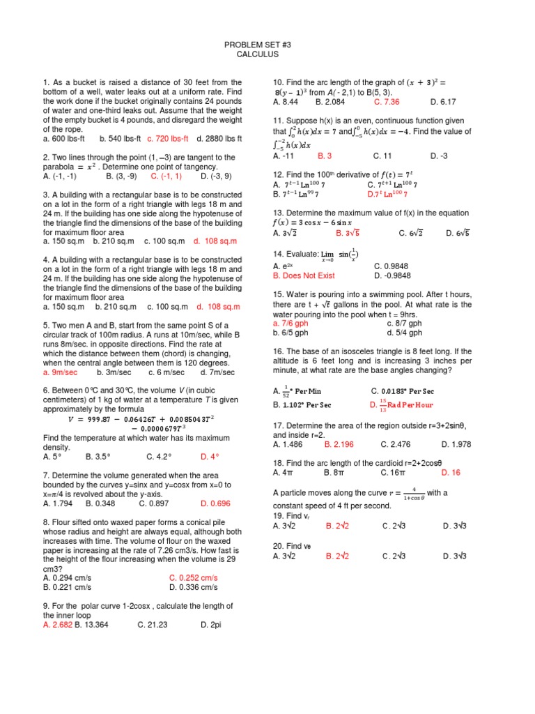 Calculus Problem Set | PDF | Tangent | Triangle