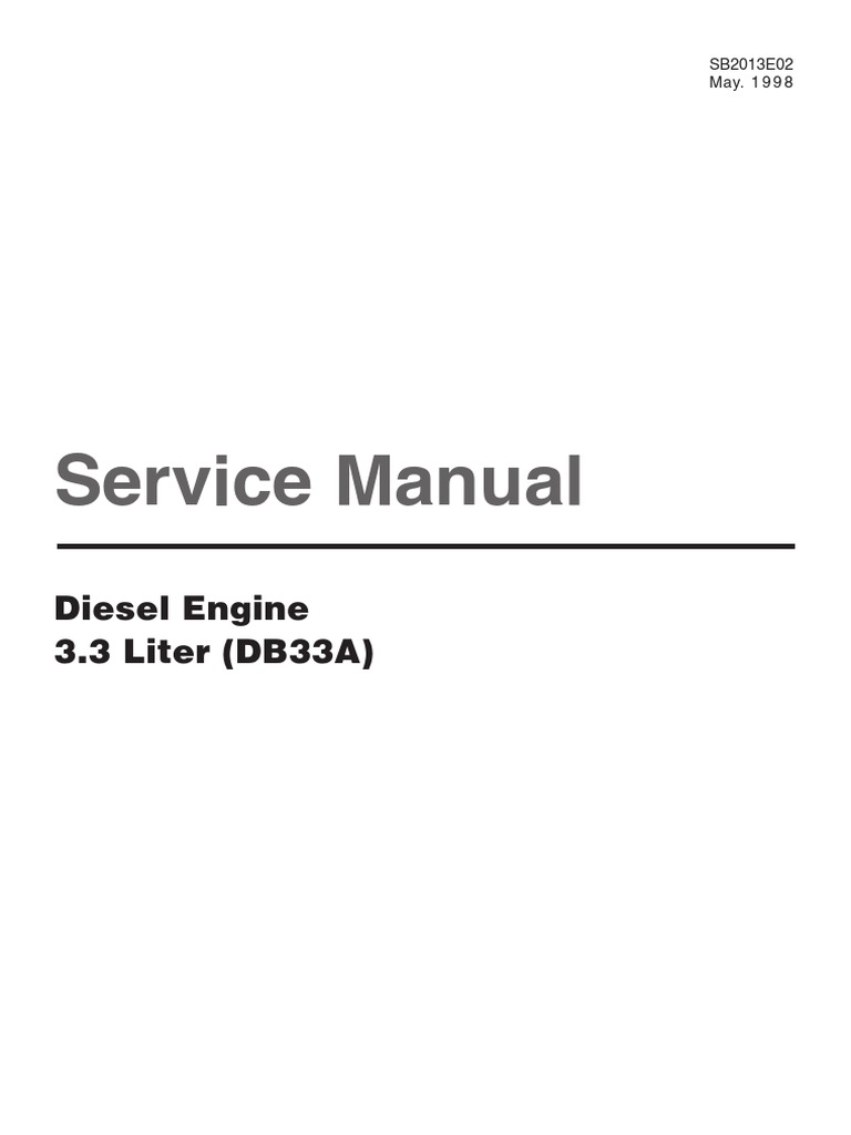 Service Manual Diesel Engine DB33A | PDF | Fuel Injection | Piston