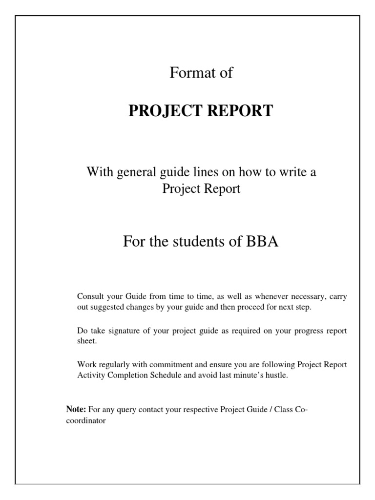 Format of Project Report: With General Guide Lines On How To Write A ...