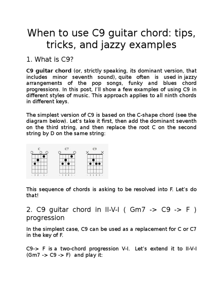When To Use C9 Guitar Chord | PDF | Chord (Music) | Harmony