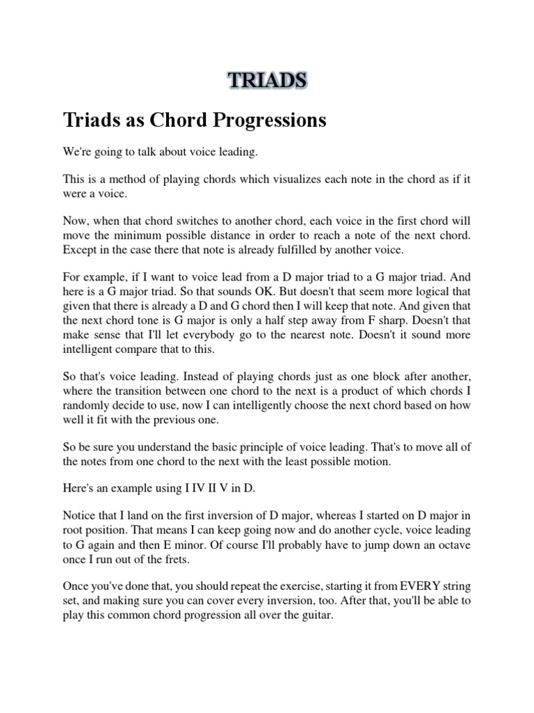 Triads Chord Progressions | PDF | Chord (Music) | Harmony