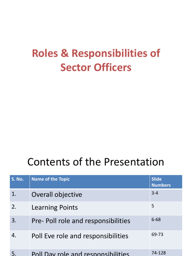 Sector Officer - PPT Modified 29.10.2018 | PDF | Polling Place ...