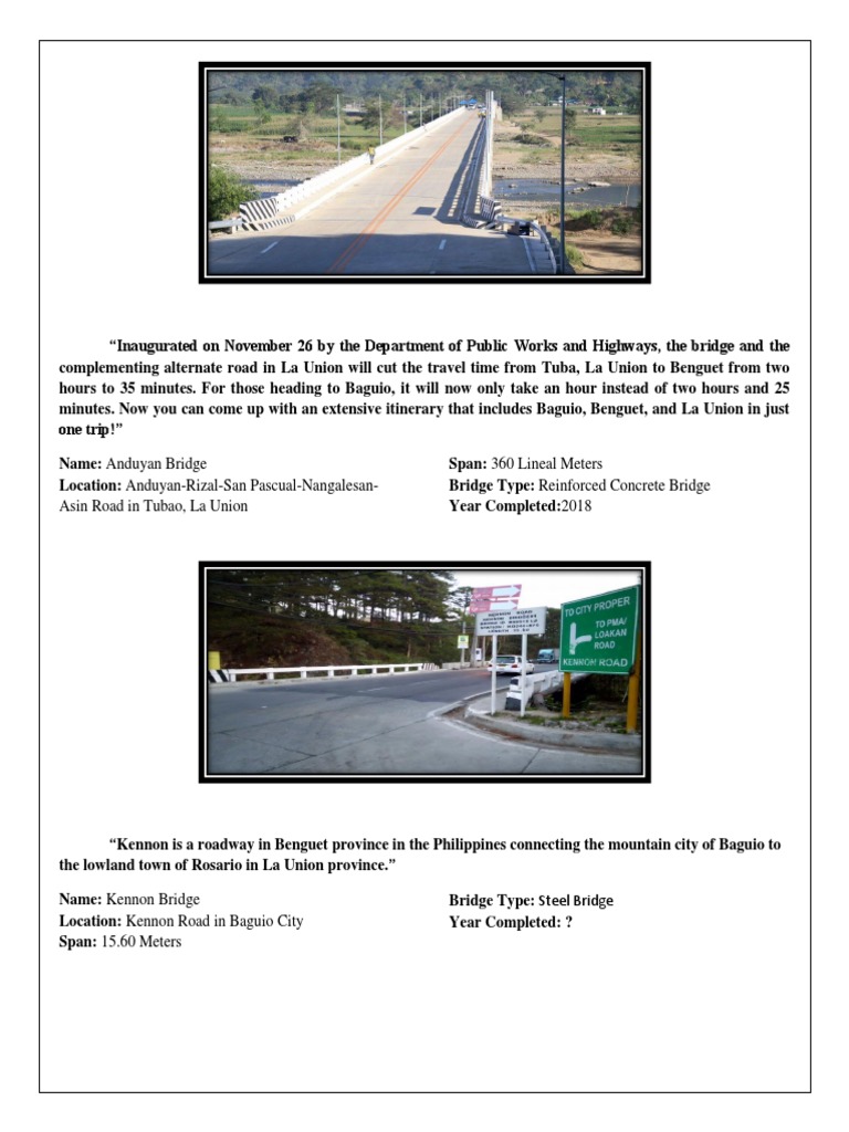 Anduyan Bridge Anduyan-Rizal-San Pascual-Nangalesan-Asin Road in Tubao ...