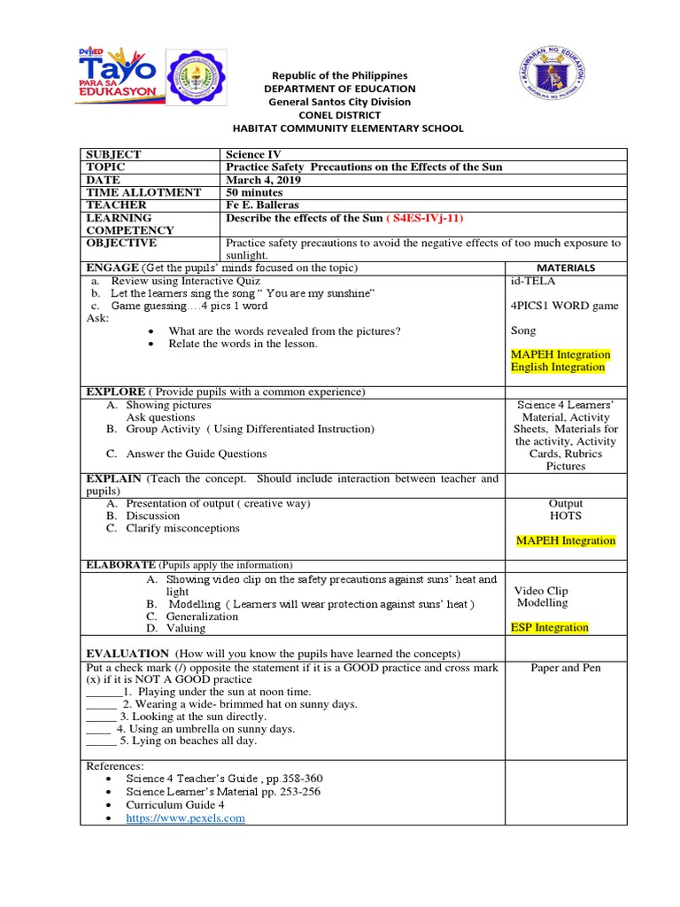 Practicing Sun Safety: A Lesson on the Effects of Sun Exposure and ...