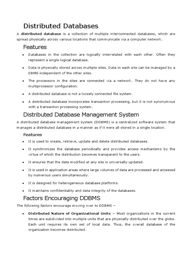 Distributed Databases | PDF | Databases | Replication (Computing)