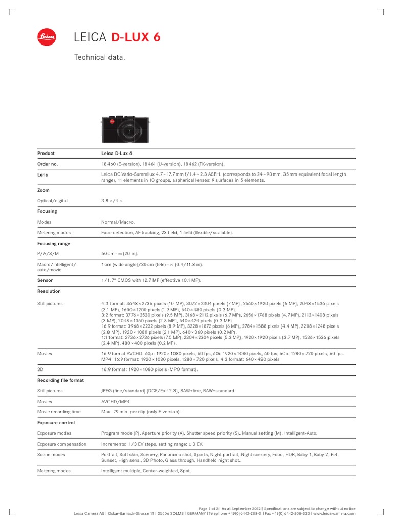 Dlux 6 | PDF | Pixel | Camera Lens