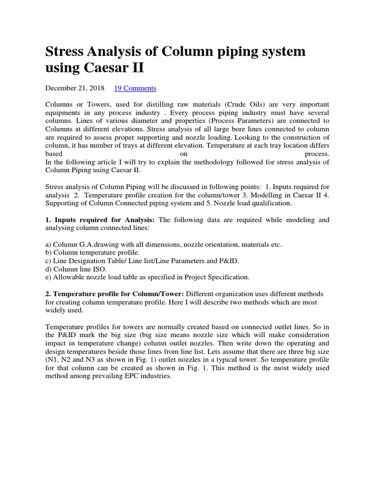 Stress Analysis of Column Piping System Using Caesar II | PDF | Stress ...