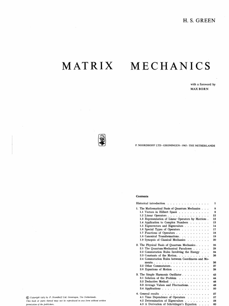 Matrix Mechanics | PDF
