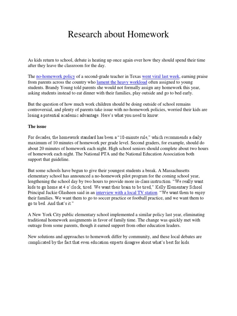 Research About Homework | PDF | Homework | Psychology