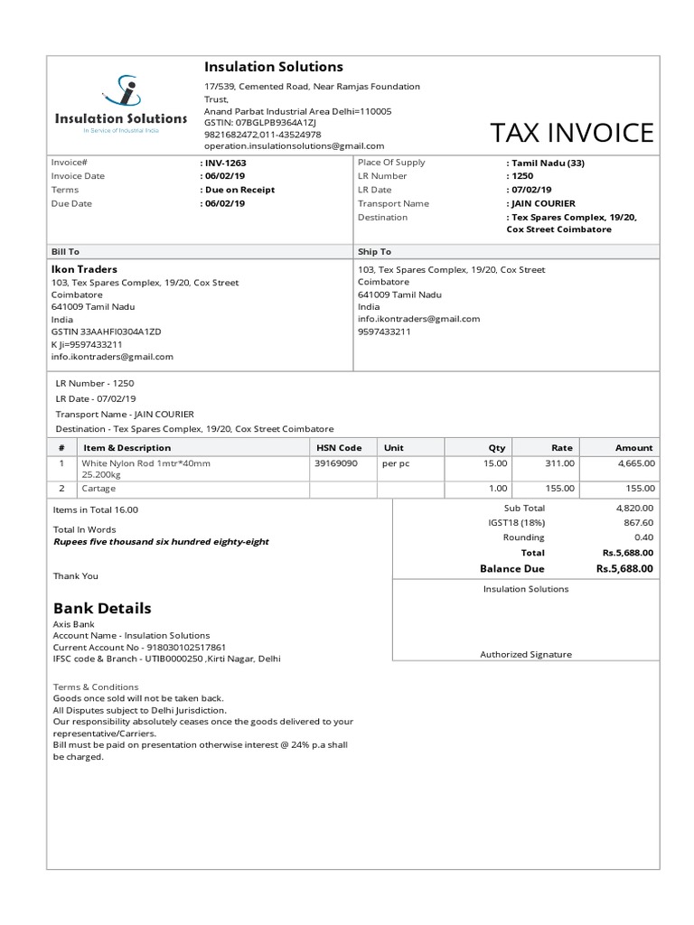 Tax Invoice: Insulation Solutions | PDF | Invoice | Taxes