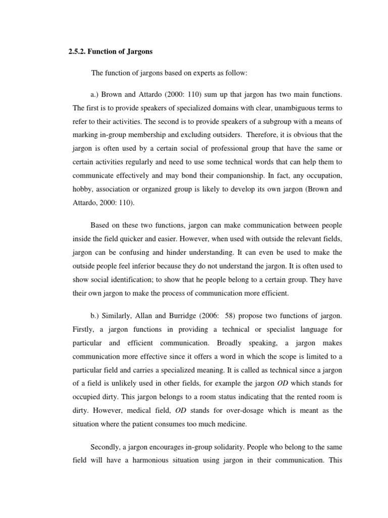 Function of Jargons | PDF | Jargon | Communication