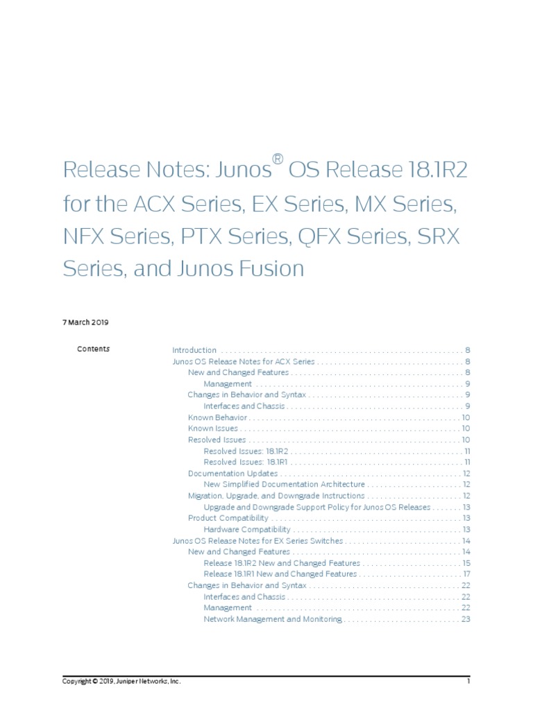 Junos Release Notes 18.1r2 PDF | PDF | System Software | Internet Protocols