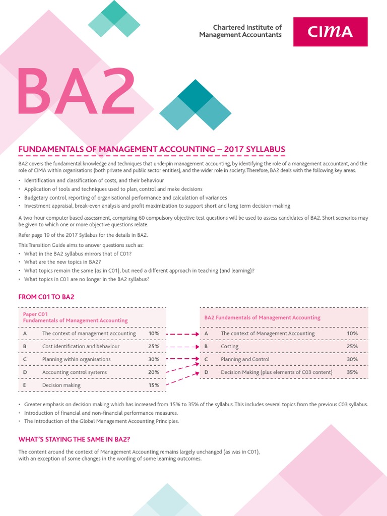 BA2 Transition Guide | PDF | Management Accounting | Accounting