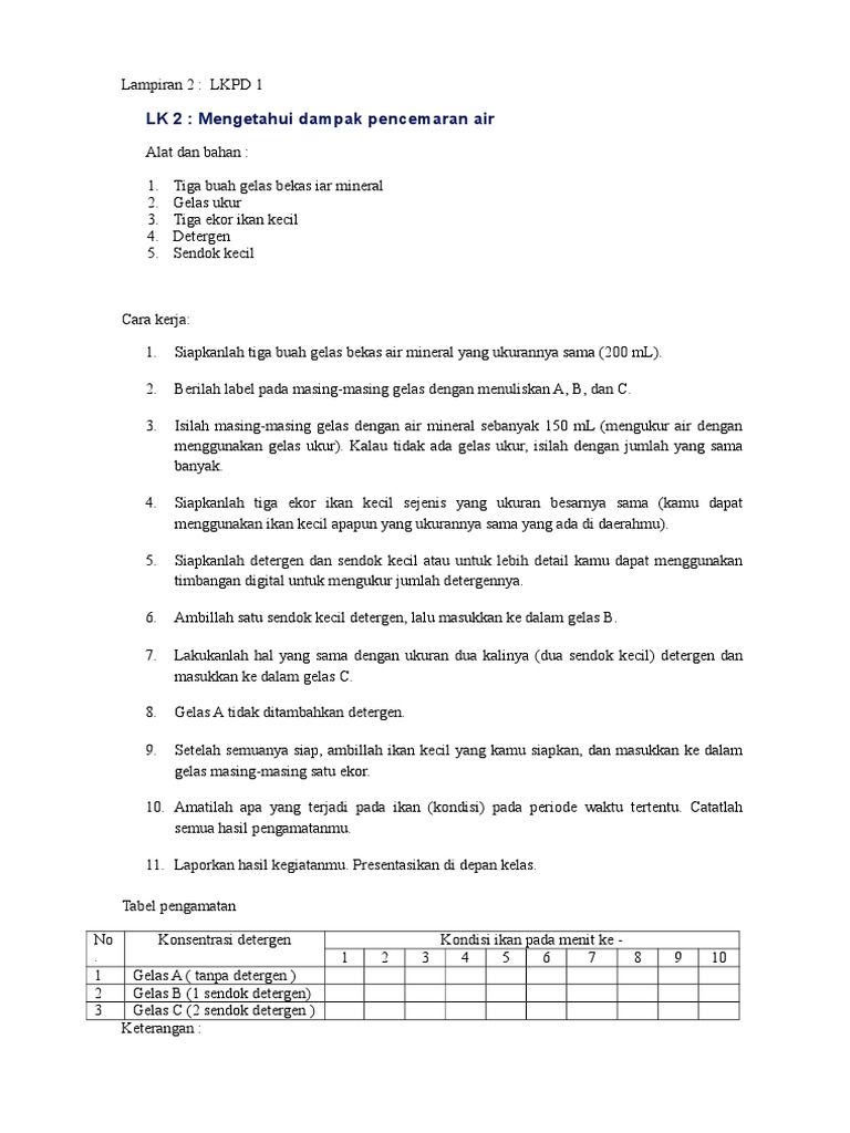 LKPD Pencemaran Air | PDF