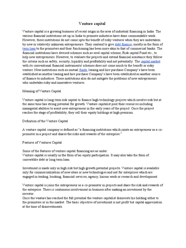 Venture Capital | PDF | Corporate Finance | Venture Capital