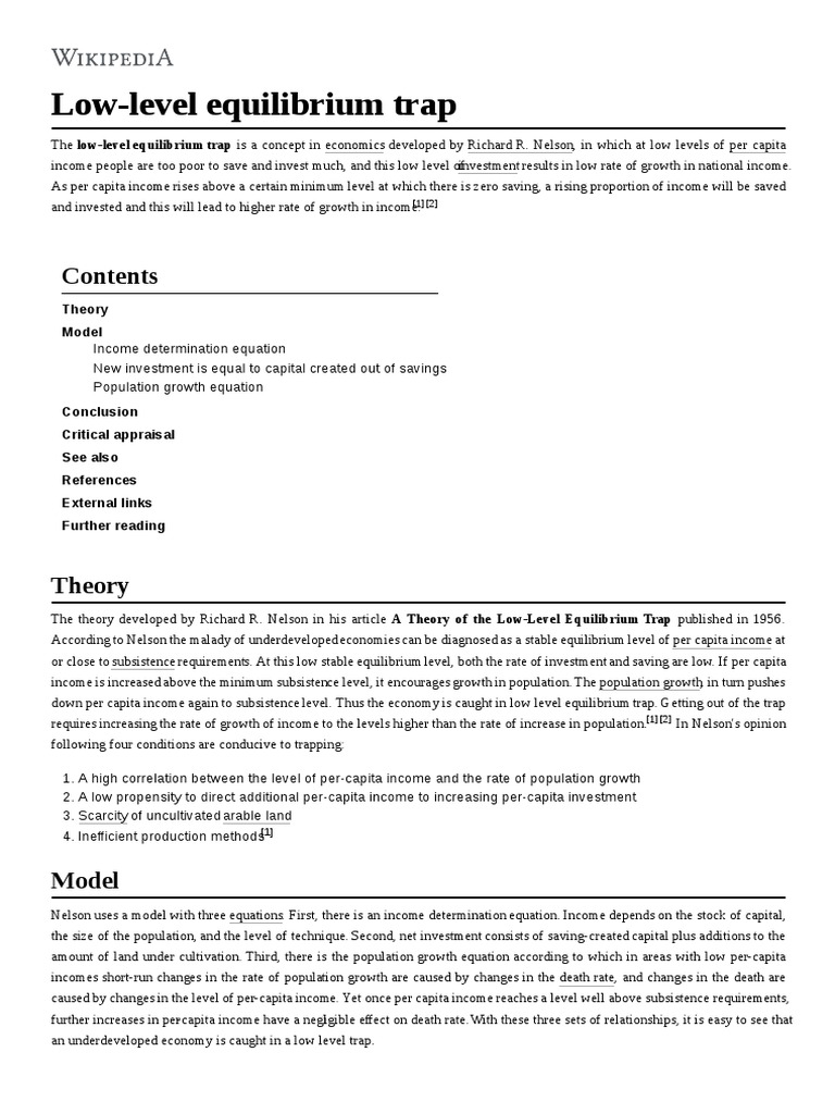 Low Level Equilibrium Trap | PDF | Macroeconomics | Economics