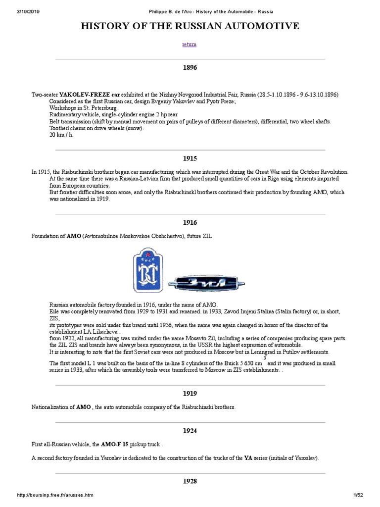 History of The Automobile - Russia | PDF | Land Vehicles | Machines
