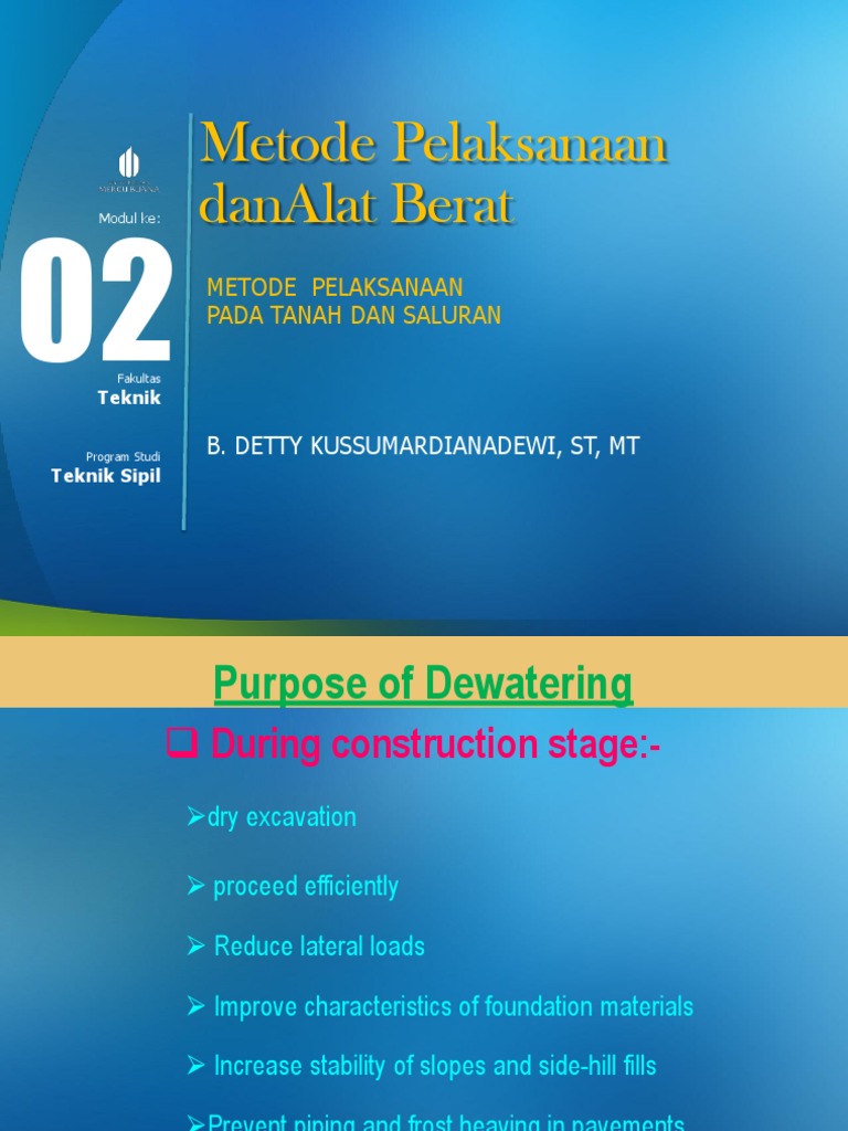 Metode Pelaksanaan Pengeringan (Dewatering) PDF | PDF | Soil Mechanics | Soil