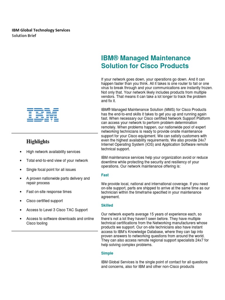 IBM MMS For Cisco FLYER-IBMTSS-MMSFORCISCO PDF | PDF | Cisco Systems | Ibm