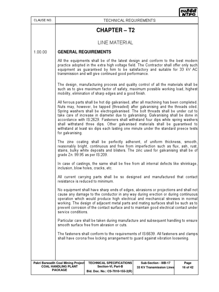 TS For 33kv Line Material | PDF | Insulator (Electricity) | Screw