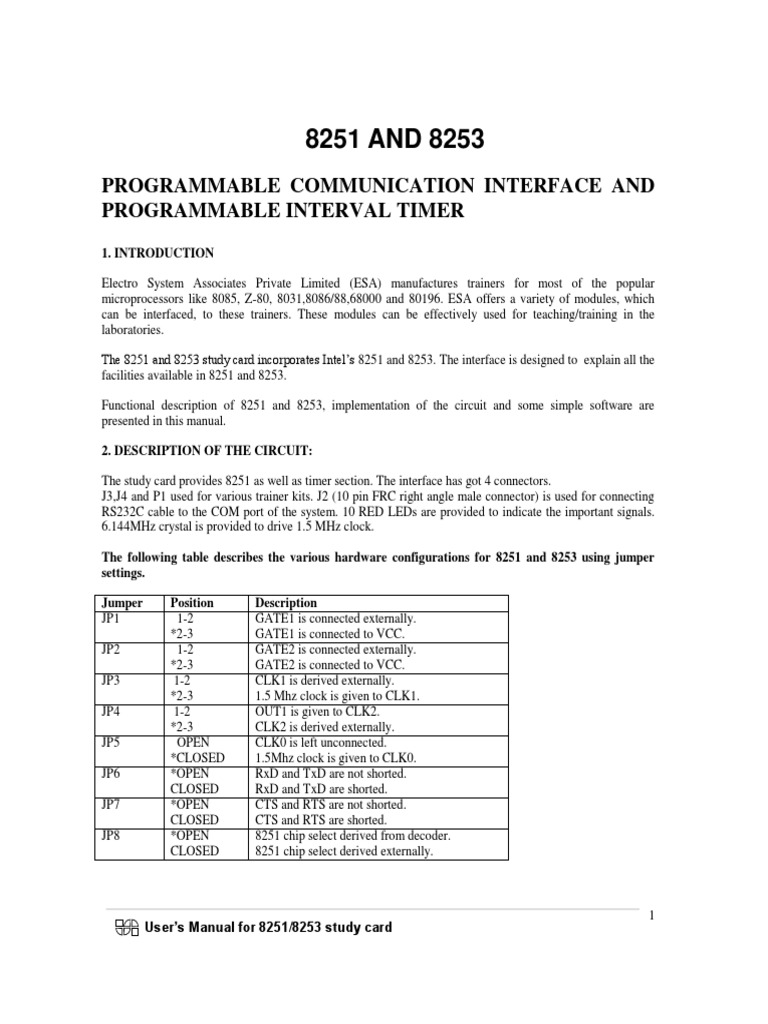Programmable Communication Interface and Programmable Interval Timer | PDF | Input/Output ...