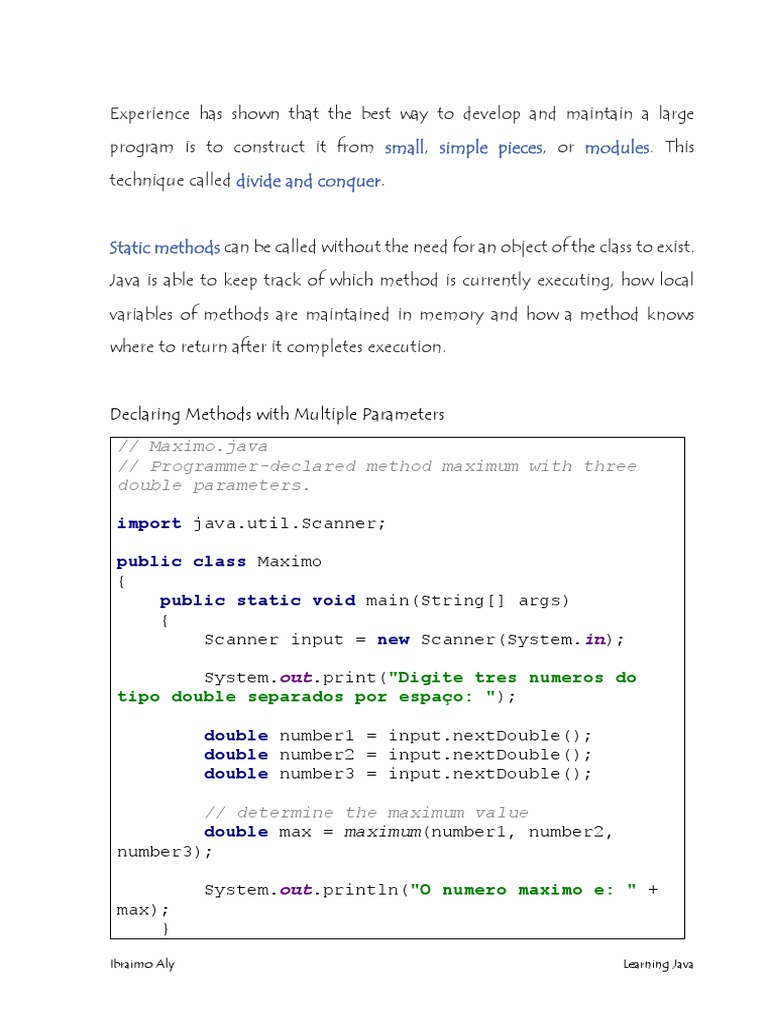 3) Methods - A Deeper Look | PDF | Method (Computer Programming) | Integer (Computer Science)