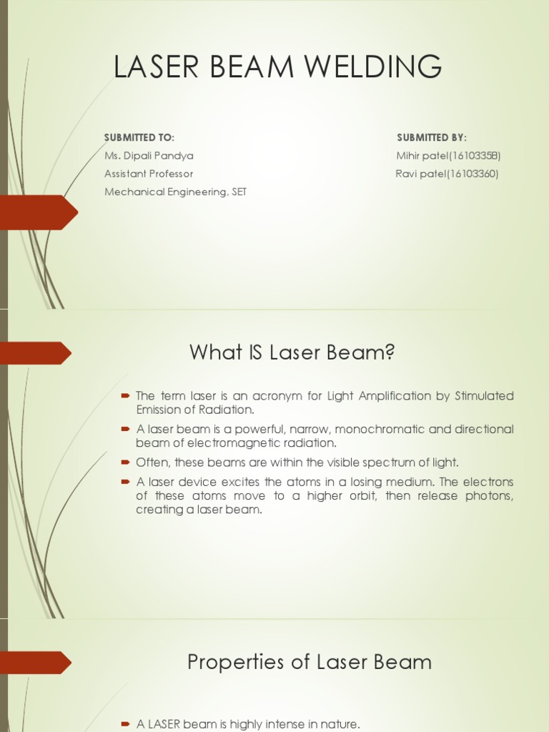 Laser Beam Welding | PDF | Laser | Welding