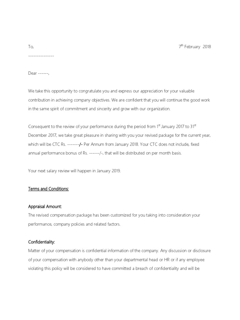 Apprisal Letter Sample | PDF