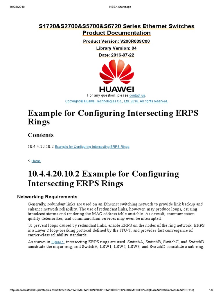 Example For Configuring Intersecting ERPS Rings: S1720&S2700&S5700&S6720 Series Ethernet ...
