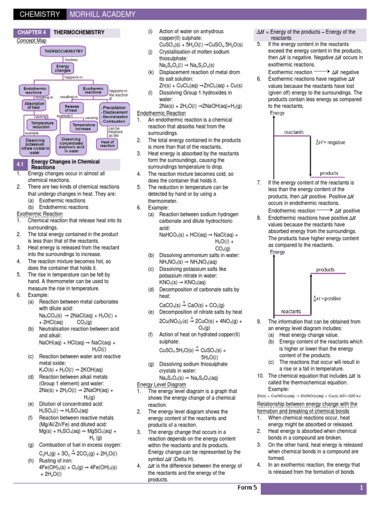 Chemistry Morhill Academy: Thermochemistry | PDF | Acid | Sodium Hydroxide