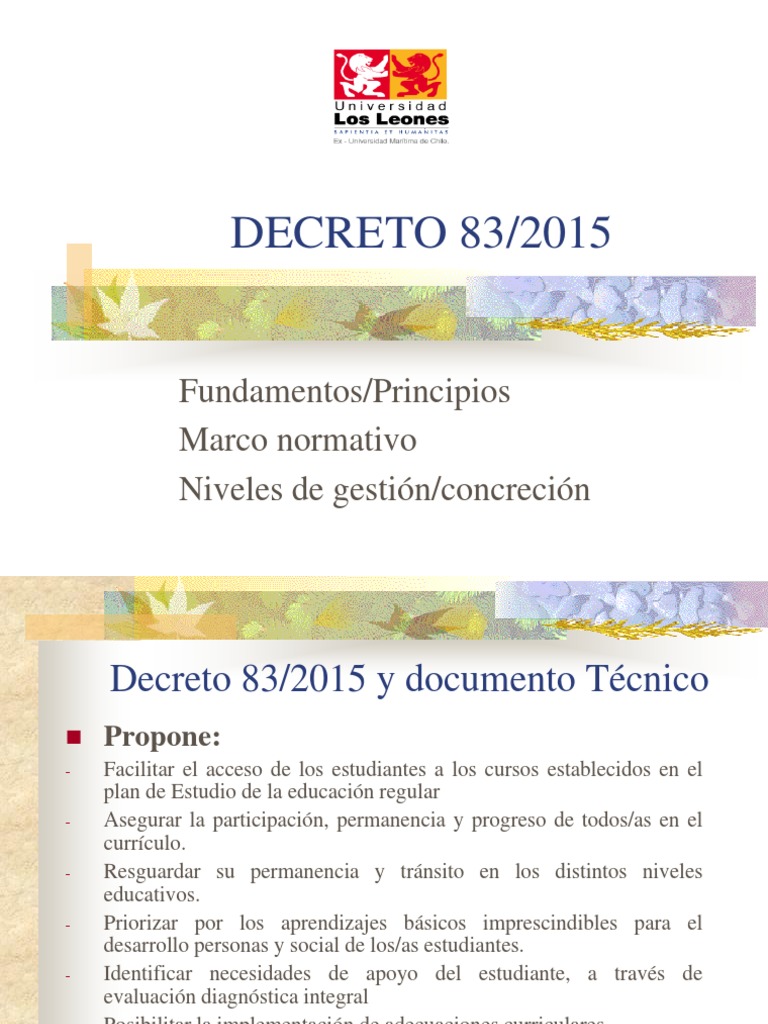 Decreto 83 | PDF | Plan de estudios | Educación especial