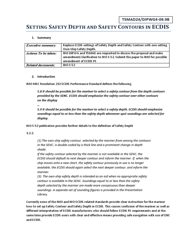 TSMAD24-DIPWG4-09.9B Setting Safety Depth and Safety Contours in ECDIS ...