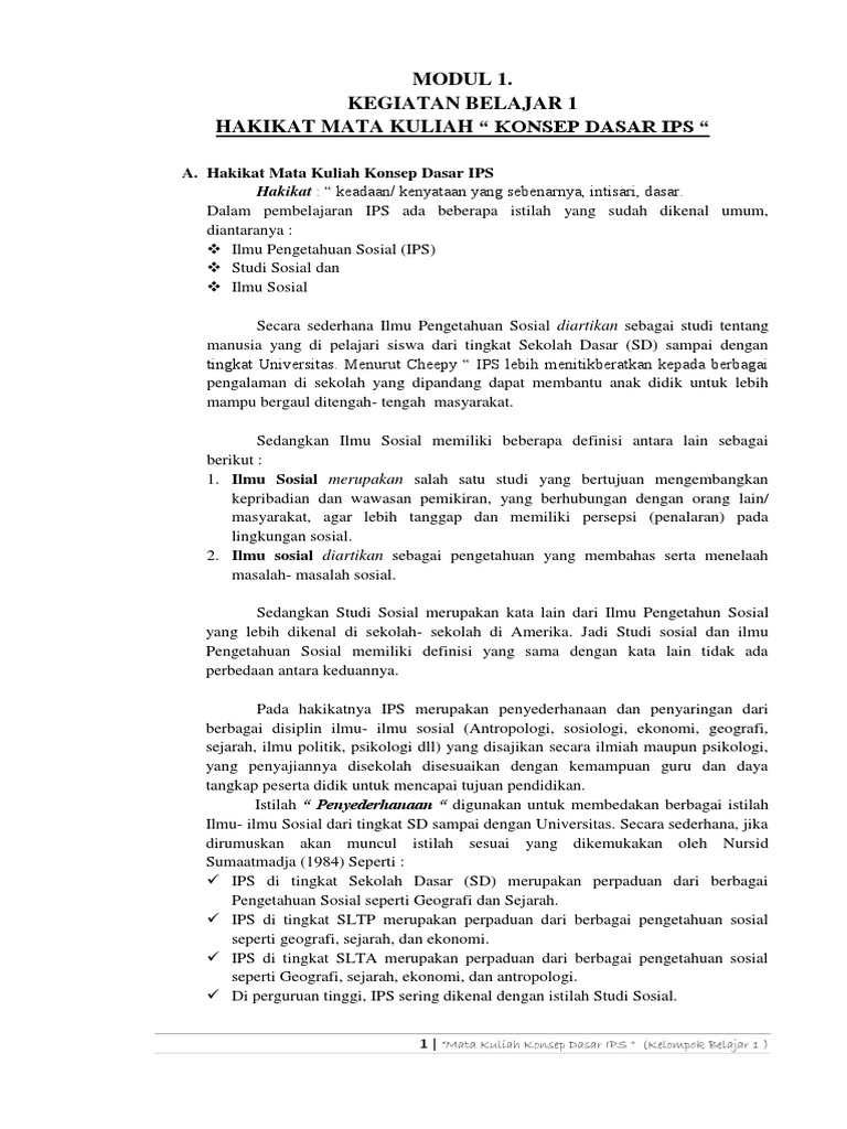 Hakikat Konsep Dasar IPS | PDF | Ilmu Sosial